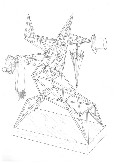 Metamorphosis (High voltage pylon hat-stand)