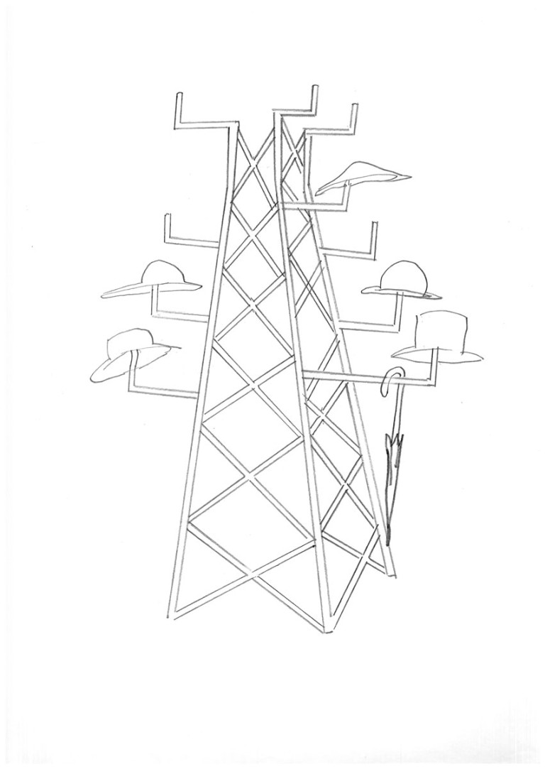 Metamorphosis (High voltage pylon hat-stand)